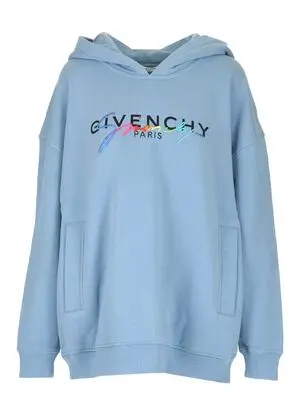 Givenchy Logo Print Hooded Sweater - Blue