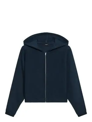 Theory Zip-up Hooded Knitted Cardigan - Navy