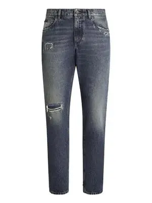 Dolce & Gabbana Distressed Logo Plaque Jeans - Multi-color