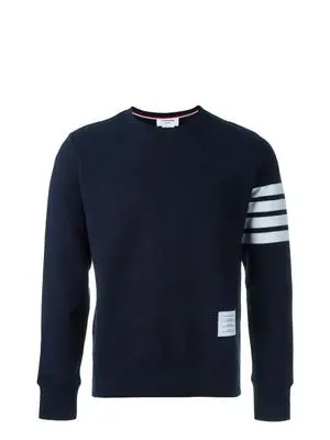 Thom Browne Crewneck Sweatshirt With Signature Stripes - Navy Blue