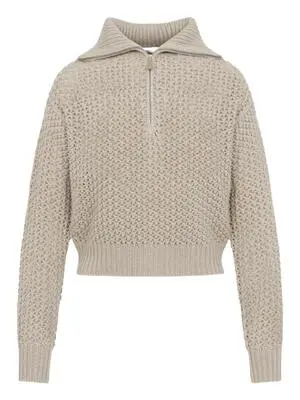 Max Mara Tequila Open-knit Zip-detailed Jumper - Albino