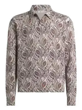 Etro Foliage Motif Polo Shirt - Gray