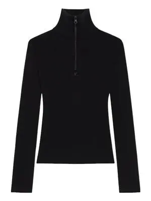 COURREGES Courreges Zipped Mock Neck Jumper Black