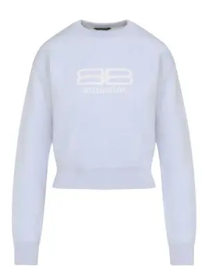 Balenciaga Logo Intarsia Crewneck Sweater - White
