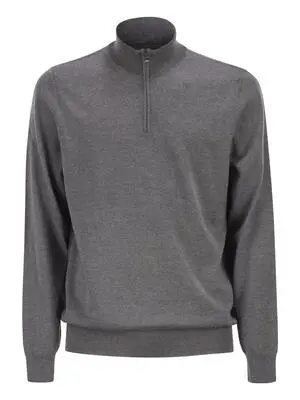 Hugo Boss Half Zip Knit Sweater - Gray