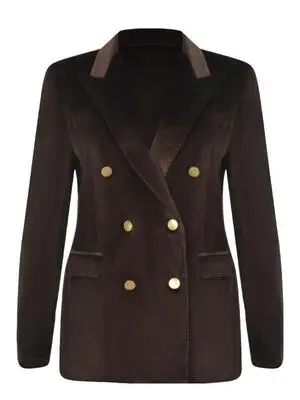Tagliatore Double-breasted Velvet Effect Blazer - Black