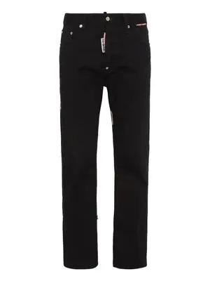 Dsquared2 Logo Patch Straight-leg Jeans - Black