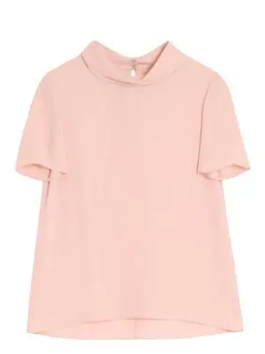 VALENTINO Valentino Georgette Mock Neck Short-Sleeved Top