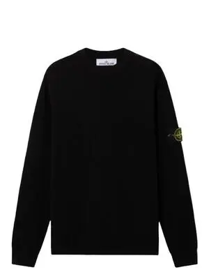 Stone Island Stone Island Logo Patch Crew Neck Knitted Sweater Black