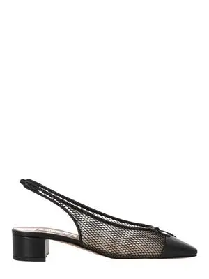 AQUAZZURA Slingback Heeled Pumps With Bow Detail - Black