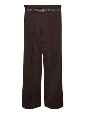 Prada Belted Wide-leg Trousers - Ebony