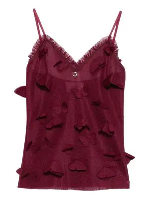 Coperni Appliqué Spaghetti Strap V-neck Top - Red