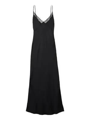 THE ROW Sleeveless V-neck Dress With Lace Trim - Black