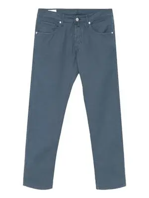 Incotex Logo-patch Tapered Trousers - Blue