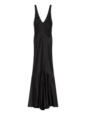 Sportmax Katia V-neck Sleeveless Ruched Maxi Dress - Black