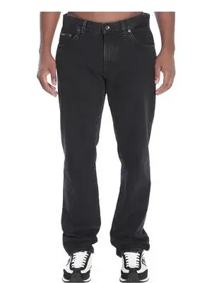 Dolce & Gabbana Logo Plaque Cotton Jeans - Black