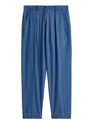 Aspesi Chambray Tapered Pleated Trousers - Blue