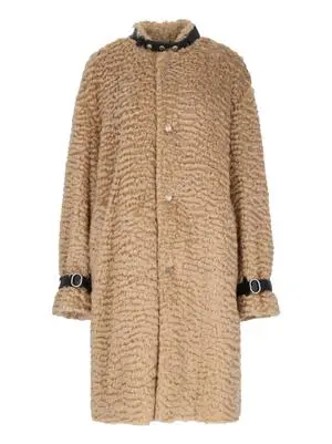 JIL SANDER Calf-length Coat With Detachable Leather Neck Strap - Nude