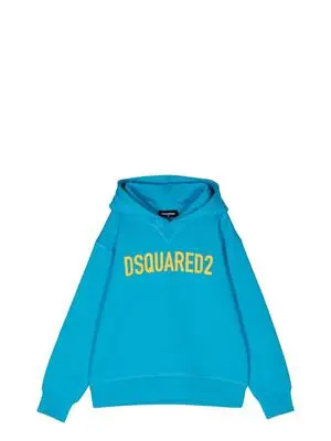 Dsquared2 Long Sleeve Hooded Sweater With Front Lettering - Blue