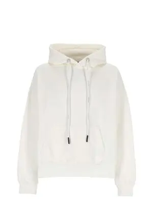 Palm Angels Logo Detailed Drawstring Hoodie - White