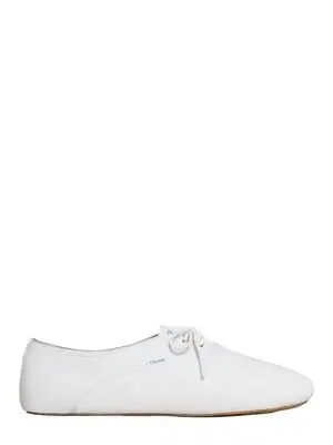 Celine Ballet Lace-up Shoe In Lambskin - White