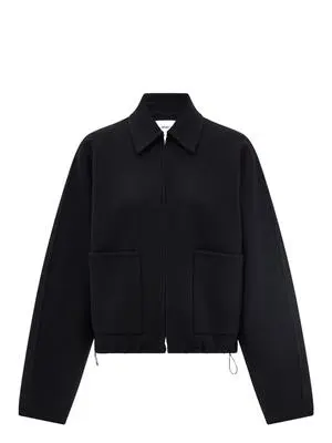 FERRAGAMO Cashmere Blend Cropped Bomber Jacket - Black