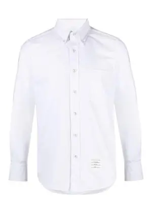 Thom Browne Rwb Striped Long-sleeved Shirt - White