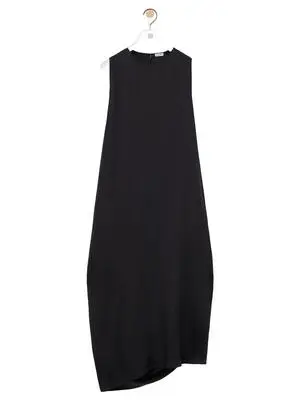 Loewe Asymmetrical Draped Silk Dress - Black