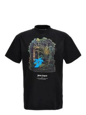 Palm Angels Jungle-printed Crewneck T-shirt - Black