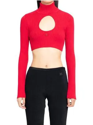 COURREGES Cut-out Crop Top - Red