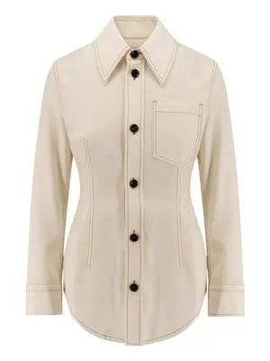 Bottega Veneta Contrast Stitched Fitted Shirt - Nude