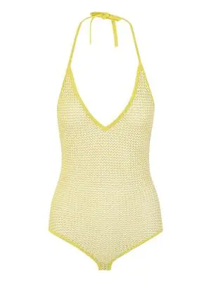 Bottega Veneta Halterneck Mesh Bodysuit - Yellow