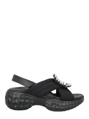 ROGER VIVIER Viv' Run Light Strass Buckle Sandals - Black