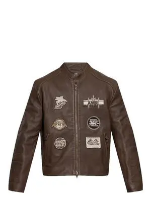 Amiri Patch-detail Leather Jacket - Brown