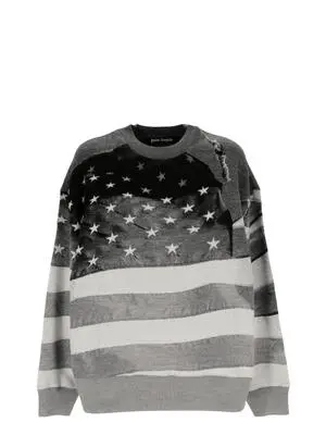 Palm Angels Star Printed Crewneck Sweatshirt - Gray