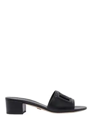 Dolce & Gabbana Dolce & Gabbana Cut-Out Logo Detailed Block Heel Slides No