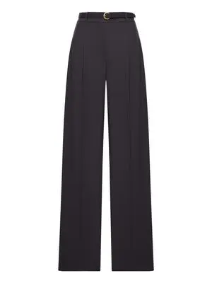 Max Mara Belted Wool Trousers - Black