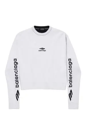 Balenciaga Long-sleeved Crewneck Jumper With Embroidered Logo - White/black