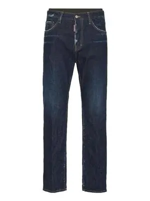 Dsquared2 Dark Wash Loose Distressed Jeans - Navy Blue