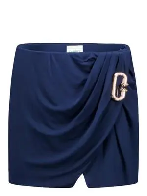 Casablanca Draped Skirt With Logo Detailing - Blue