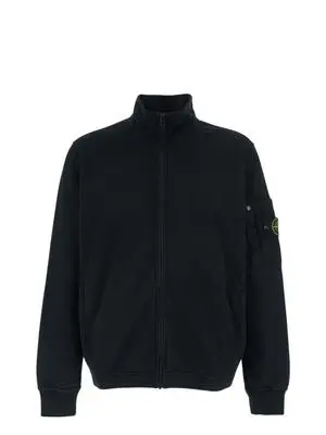 Stone Island Stone Island Logo Patch Zip-Up Sweatshirt Black