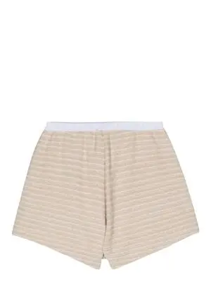 Balmain Elastic Waist Shorts With Stripe Design - Nude