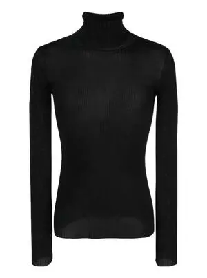 Off-White Ribbed Long-sleeve Turtleneck Jumper - Black
