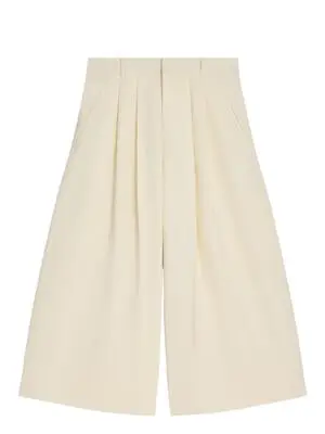 Celine Diagonal Wool Cropped Trousers - Ivory