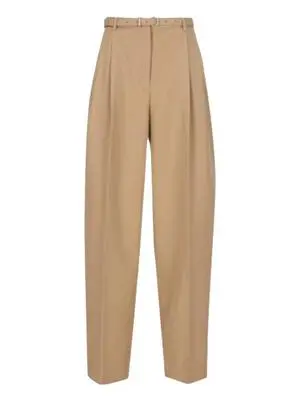 JIL SANDER High-waisted Belted Trousers - Clay