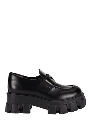 Prada Round Toe Platform Loafers - Black