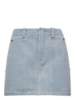 Fendi Ff Embossed Denim Mini Skirt - Gray