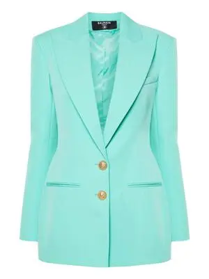 Balmain Balmain Double-Breasted Peak Lapel Jacket With Carved Buttons Blue