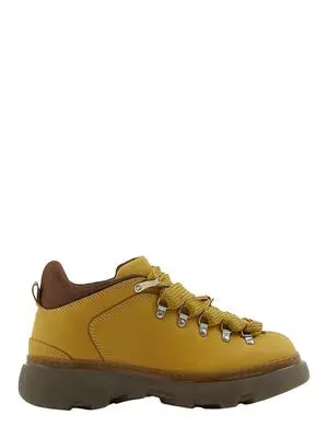 Burberry Round Toe Lace-up Ankle Boots - Brown