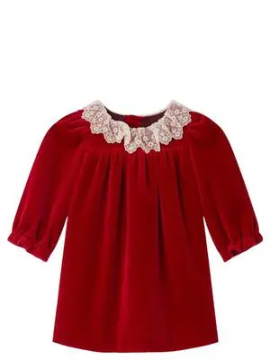 Bonpoint Lace-detailed Long-sleeved Dress - Red